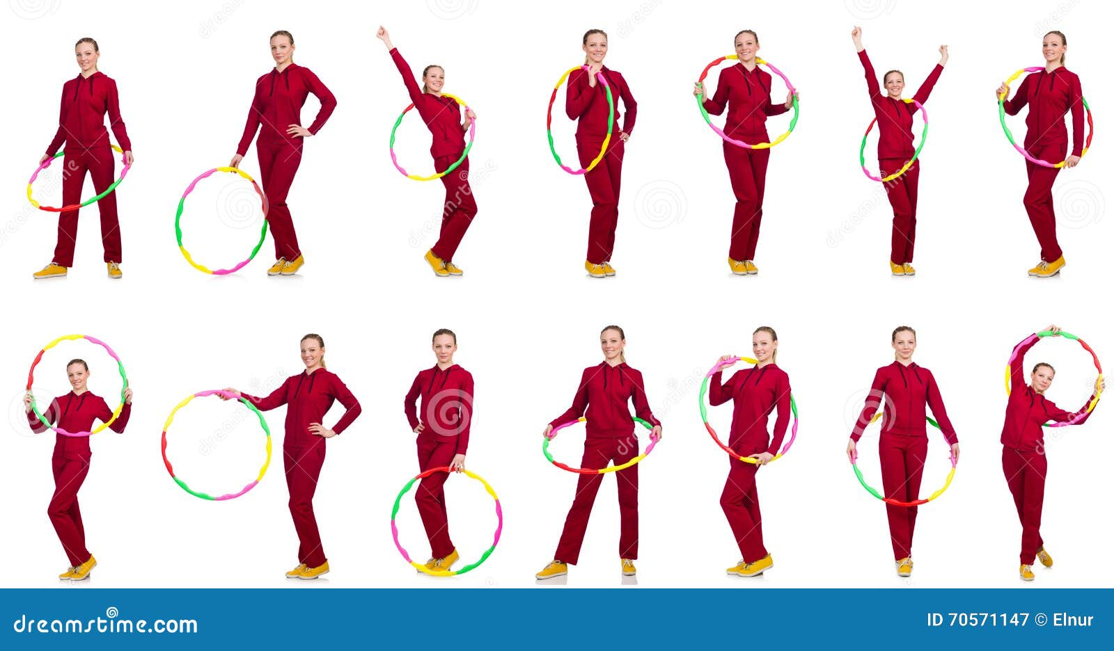 The Woman Doing Exercises with Hula Hoop Stock Image - Image of health ...