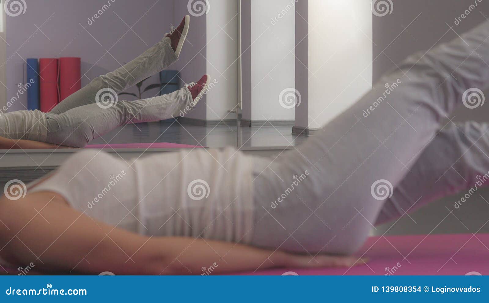 Woman Doing Exercise Scissors. Stock Photo - Image of woman, lifestyle ...