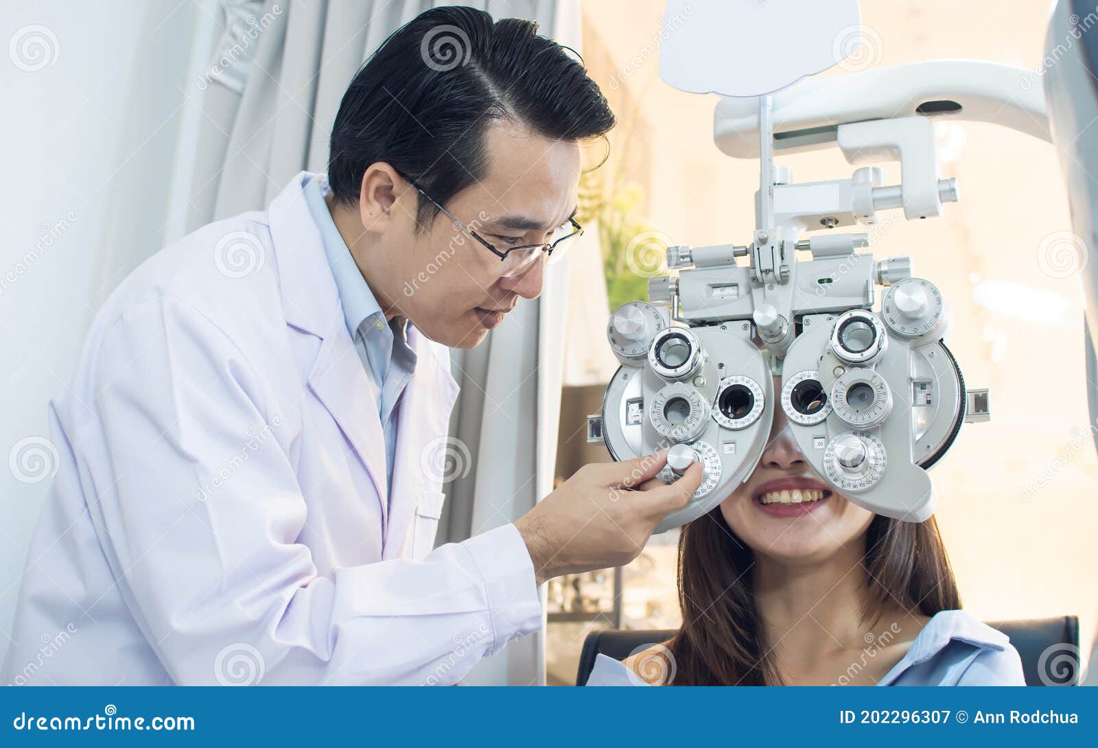 Woman Doing Eyes Test in Optical Lab Stock Image - Image of exam ...