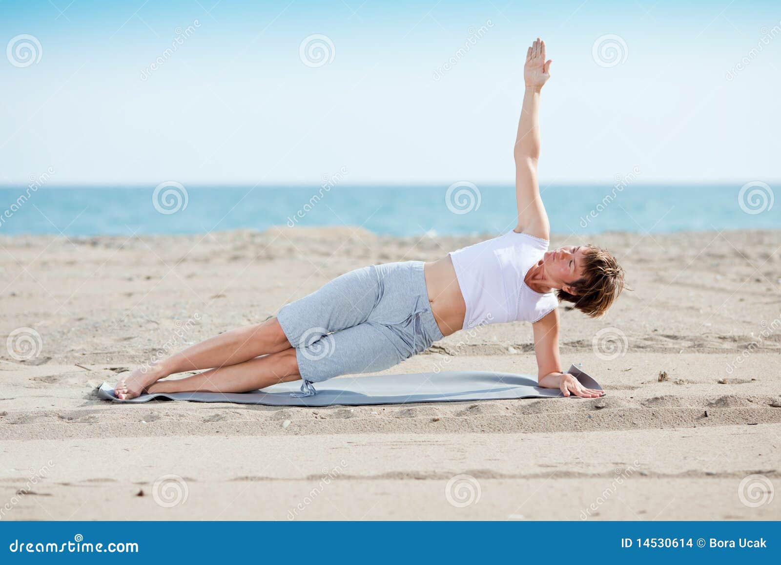 Woman Doing Fitness Exercise on Beach Stock Photo - Image of muscular ...