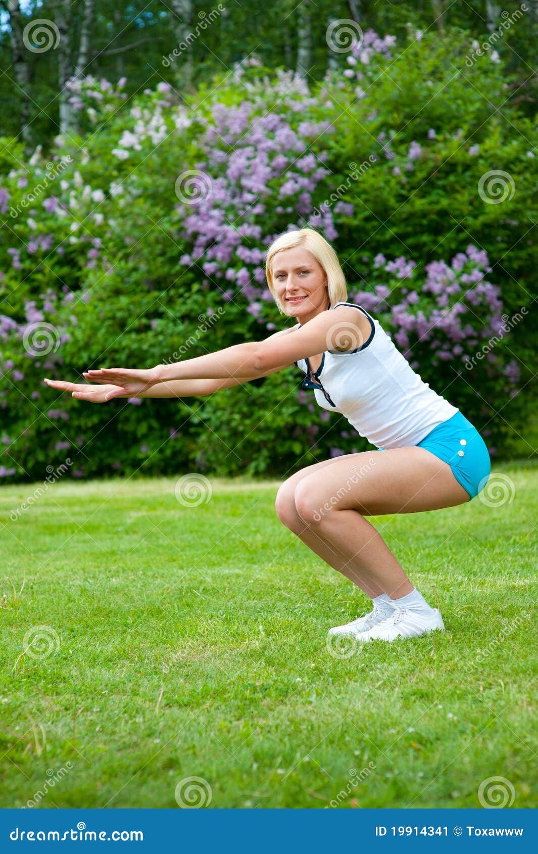 Woman Doing Fitness in the Park Stock Image - Image of cute, girl: 19914341
