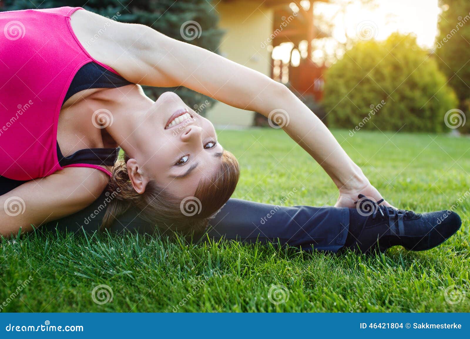 Woman Doing Flexibility Exercise Outdoor Stock Photo - Image of active ...