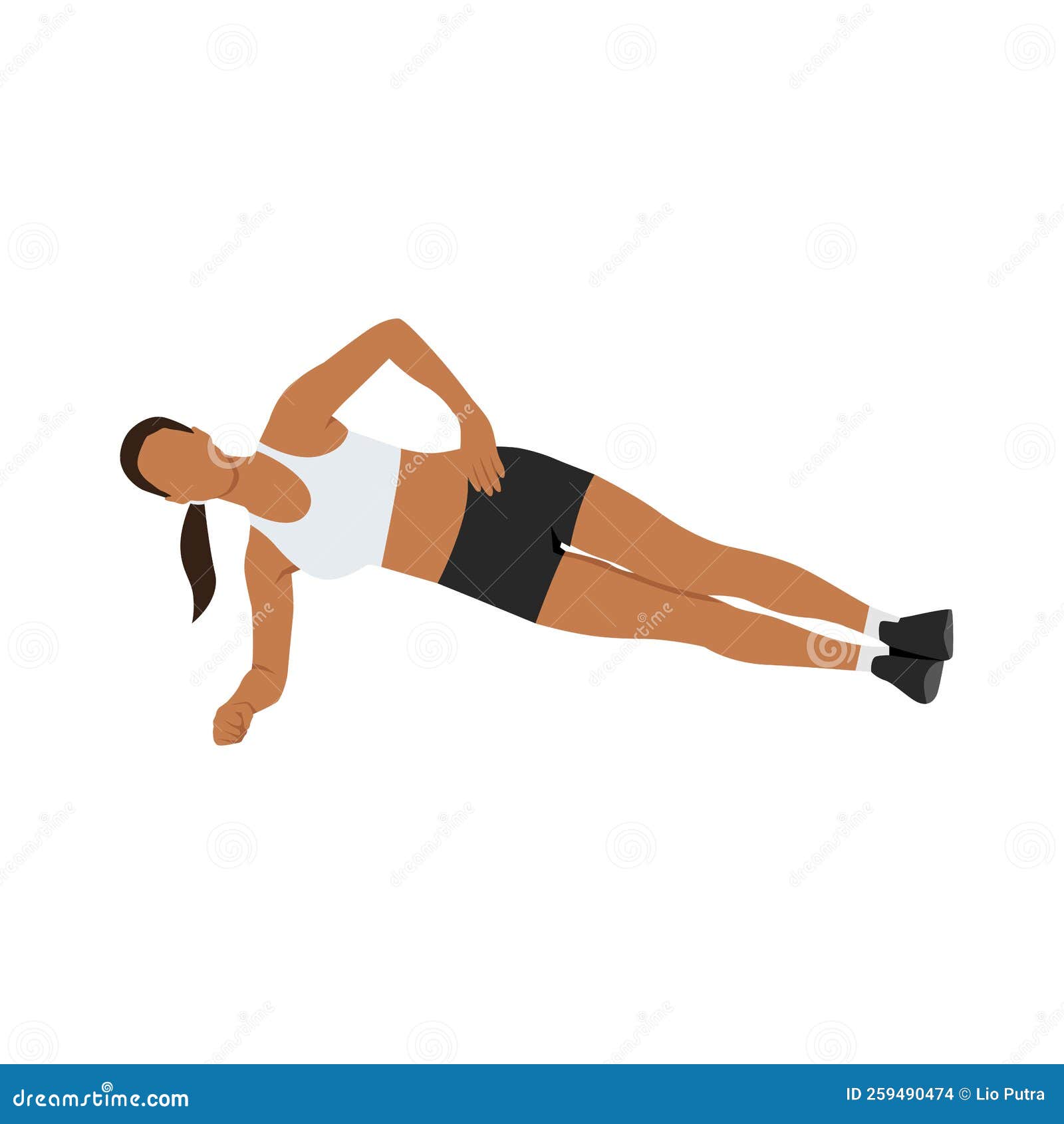 Woman Doing Forearm Side Plank Exercise. Flat Vector Royalty-Free ...