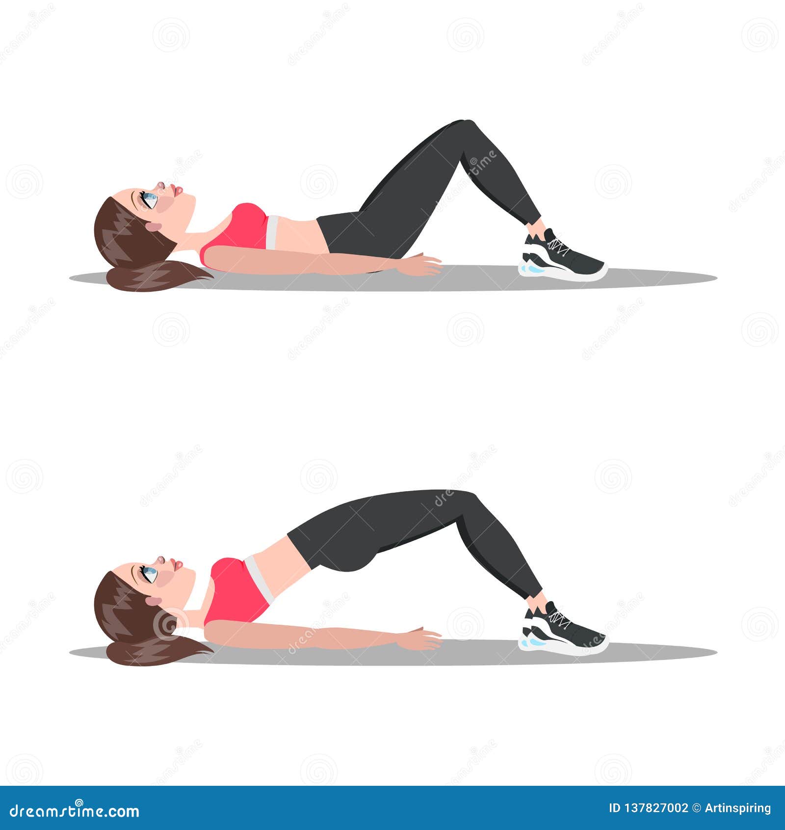 Woman Doing a Glute Bridge. Buttock Workout. Stock Vector ... Woman Doing a Glute Bridge. Buttock Workout. Stock Vector ...