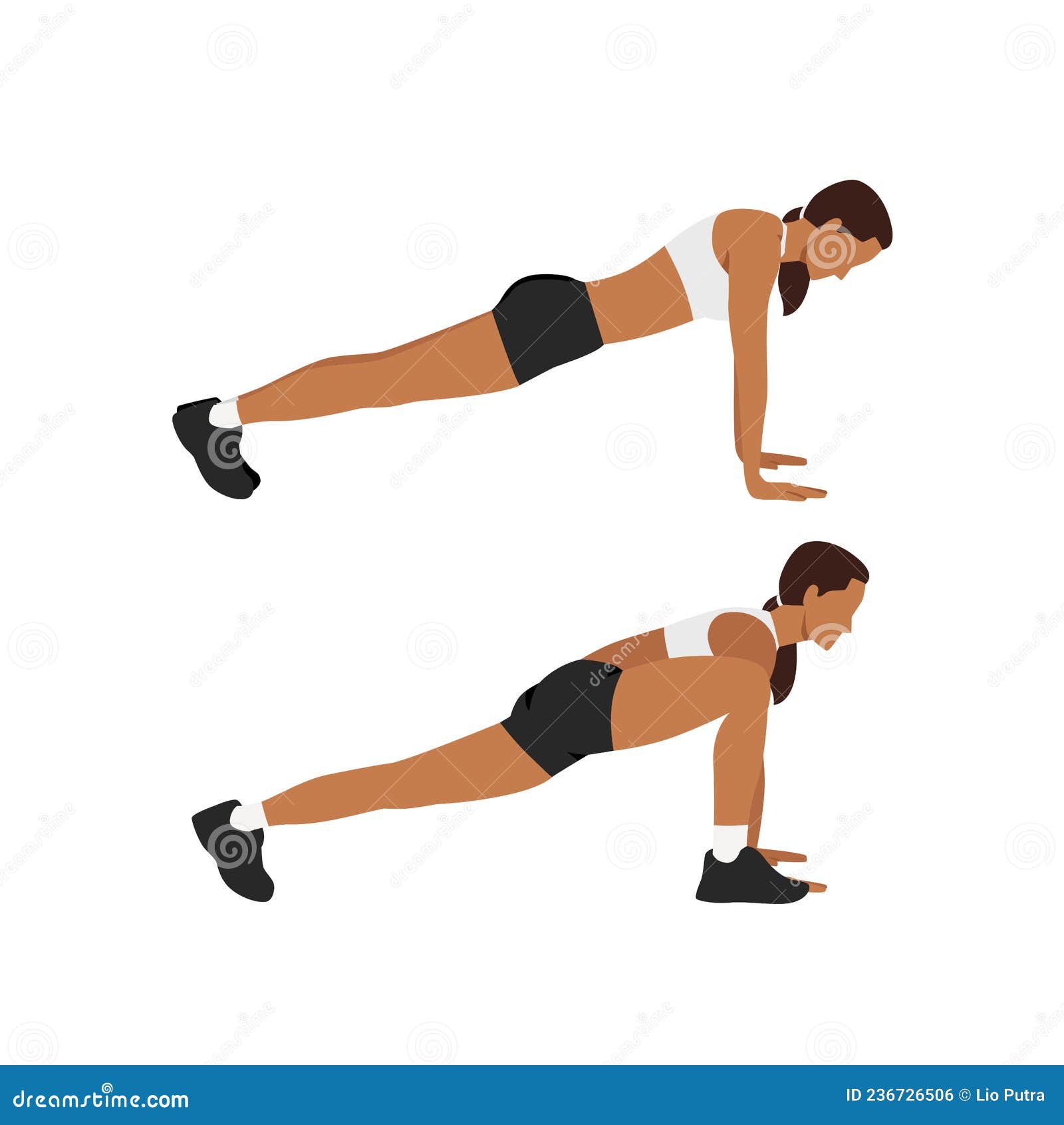 Woman Doing Groiners Exercise. Flat Vector Stock Vector - Illustration ...