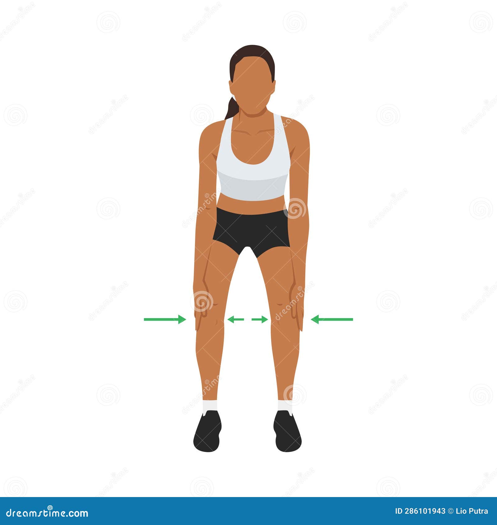 Woman Doing Half Squat Knee Resistance Using Hands Exercise Stock ...