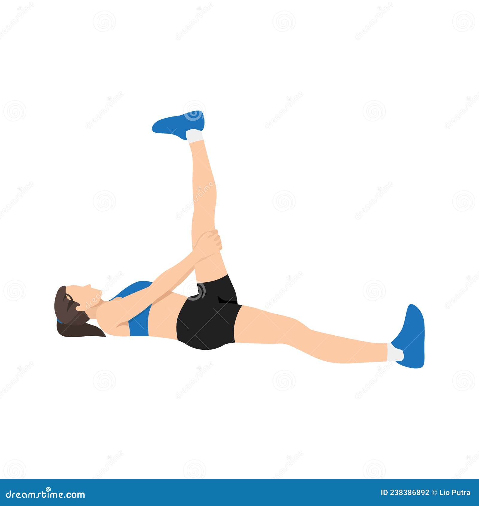 Woman Doing Hamstring Stretch Exercise. Stock Vector - Illustration of ...