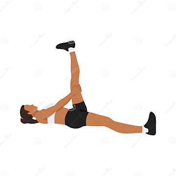 Woman Doing Hamstring Stretch Exercise. Stock Illustration ...