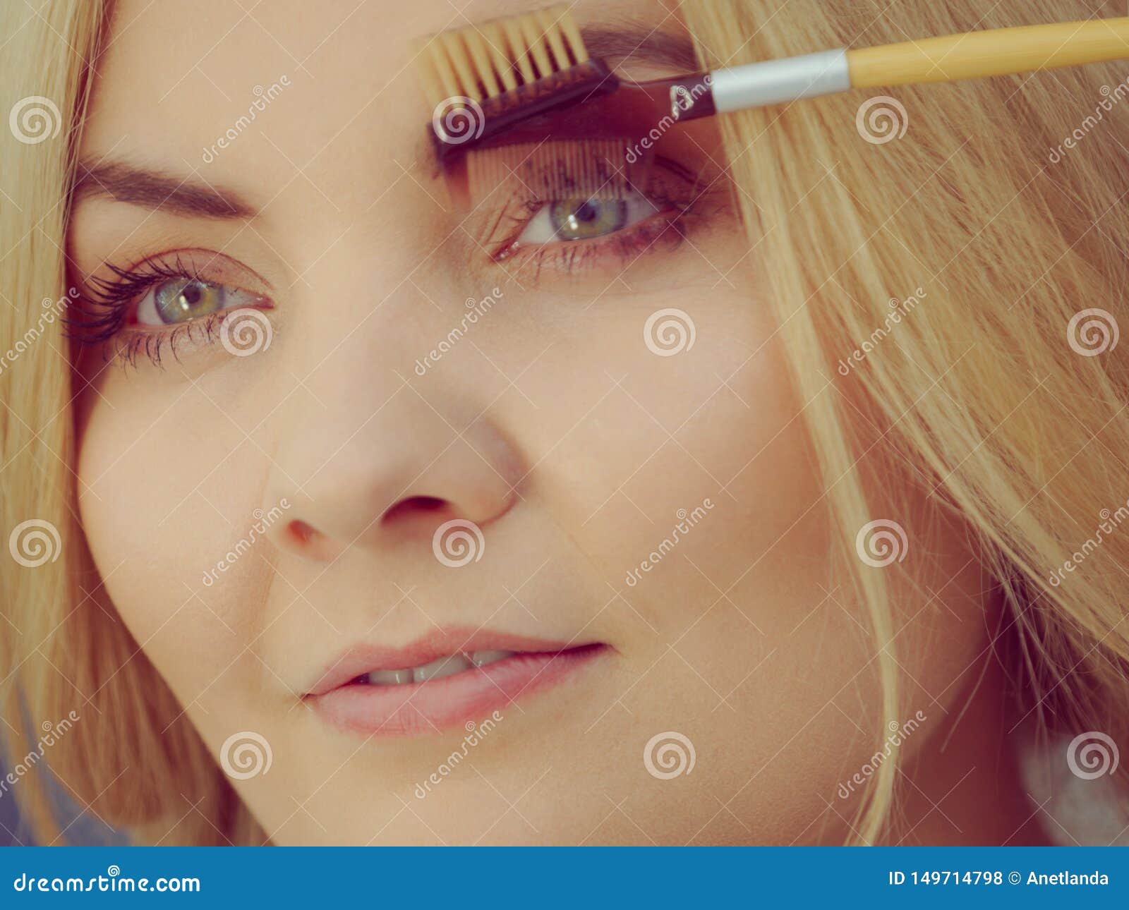 Woman Brushing Her Eyebrows Stock Photo - Image of beautiful, brush ...