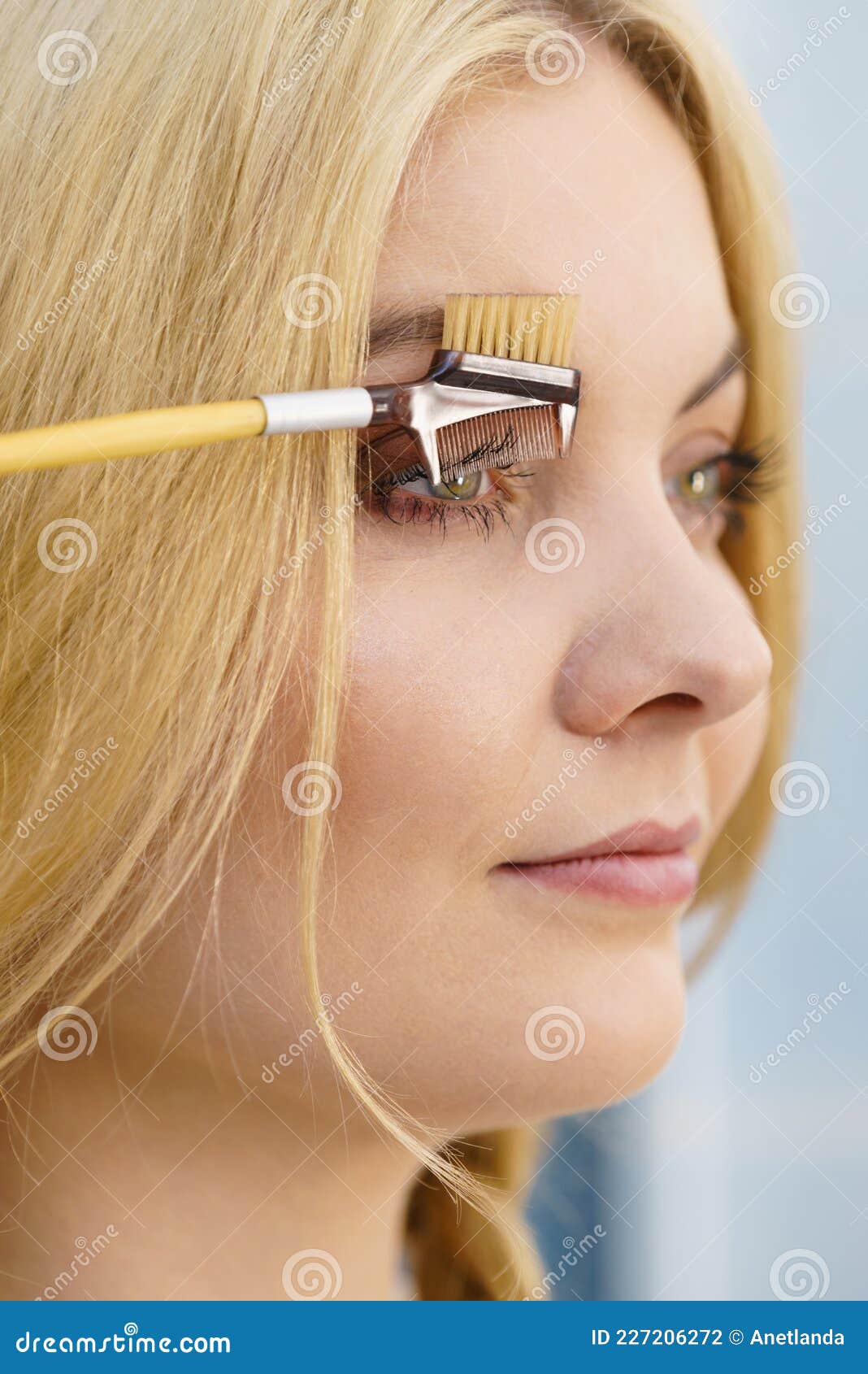 Woman Brushing Her Eyebrows Stock Photo - Image of eyebrow, woman ...