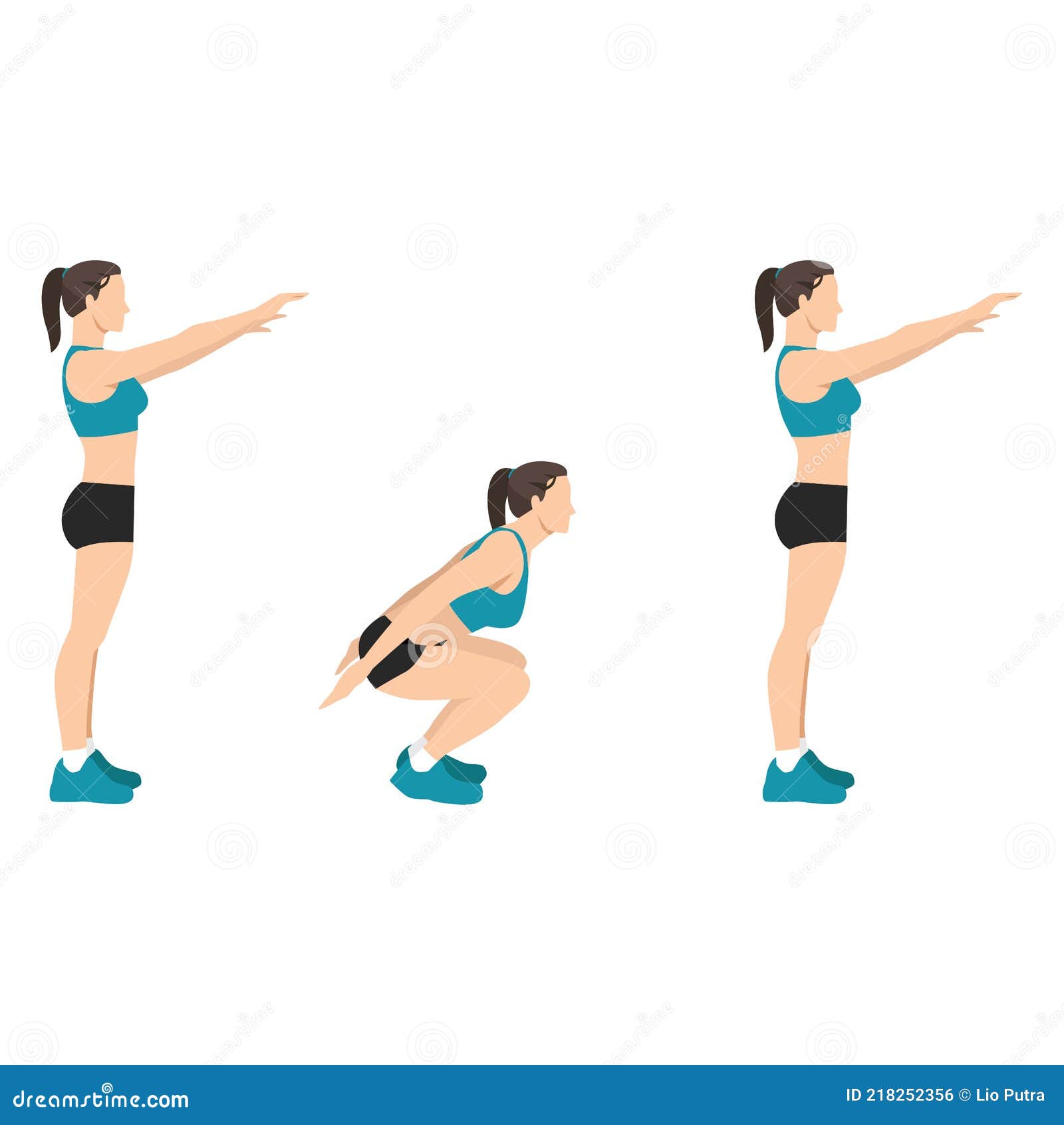 Squats Exercise For Legs. Cartoon Vector | CartoonDealer.com #84558163