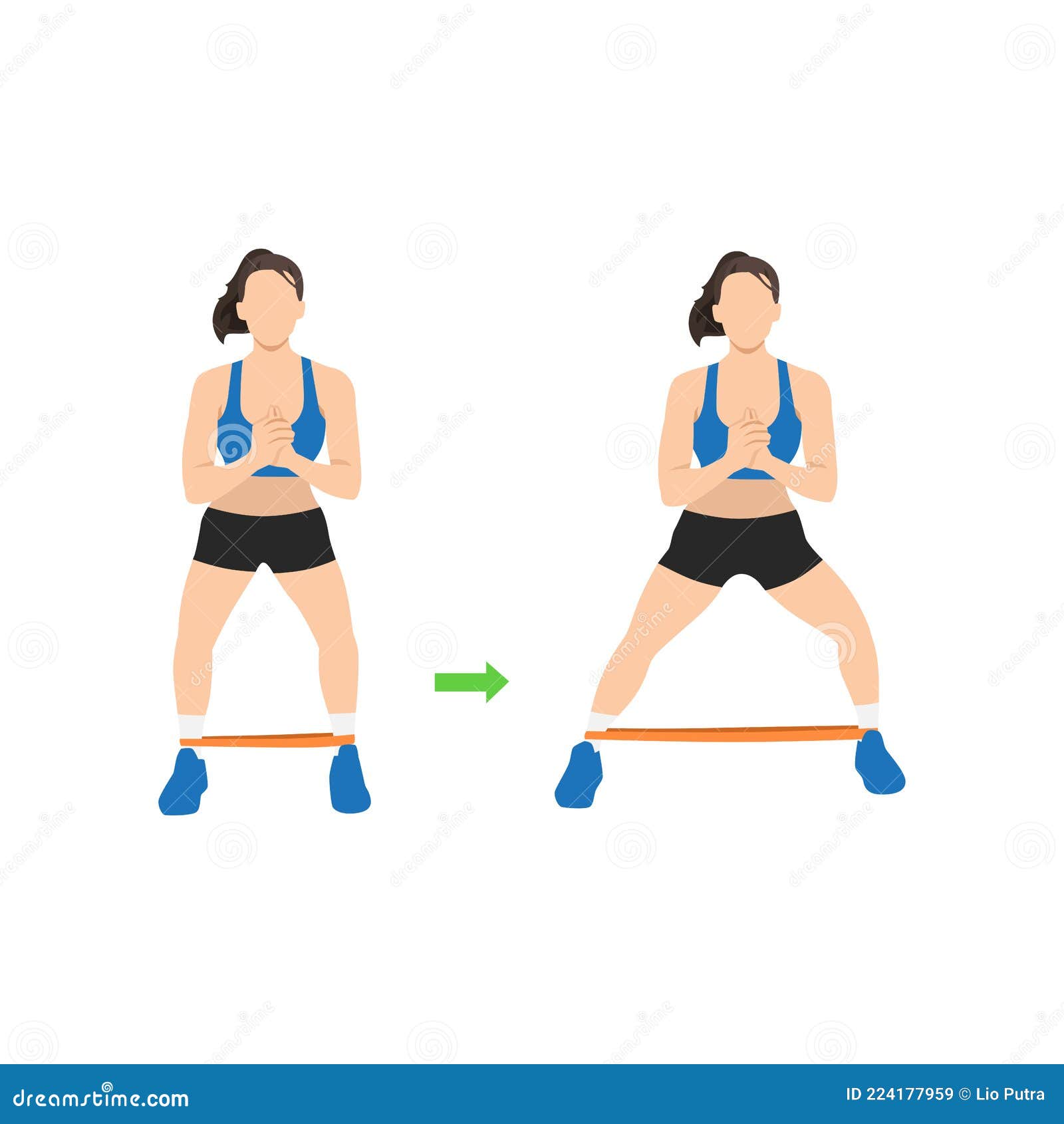 Lateral Walk And Squats With Resistance Band Girl Exercise Gudance ... Lateral Walk And Squats With Resistance Band Girl Exercise Gudance ...