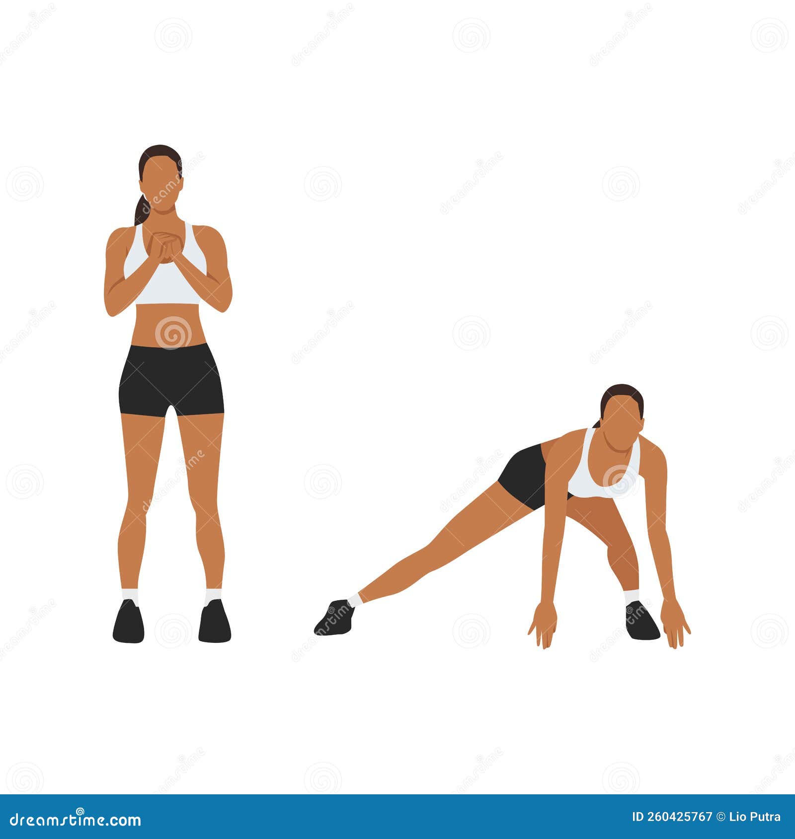 Woman Doing Lateral Lunges To Floor Touches Exercise Stock Illustration ... Woman Doing Lateral Lunges To Floor Touches Exercise Stock Illustration ...