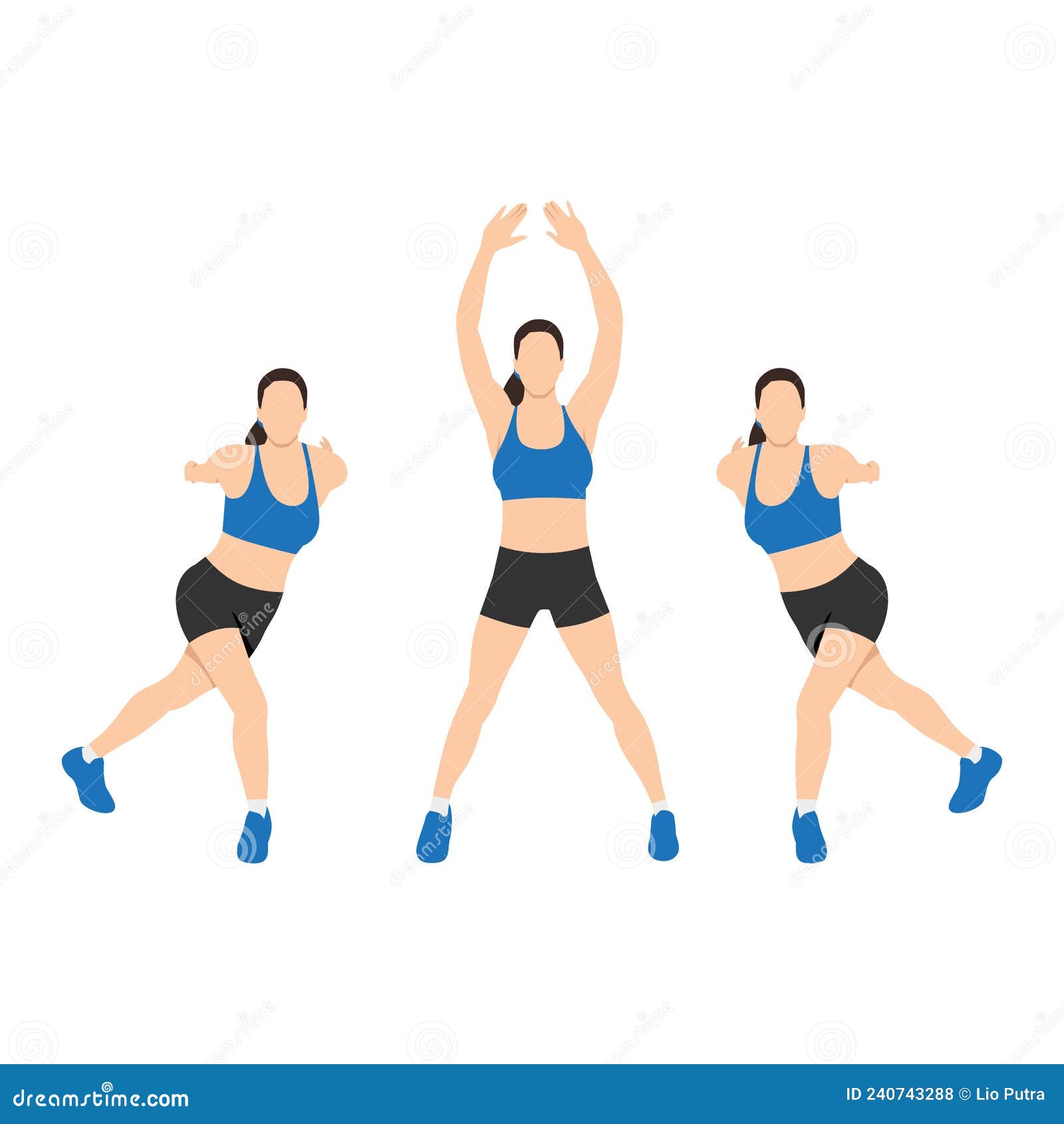 Woman Doing Lateral Steps Pulls Exercise. Vector Illustration ...