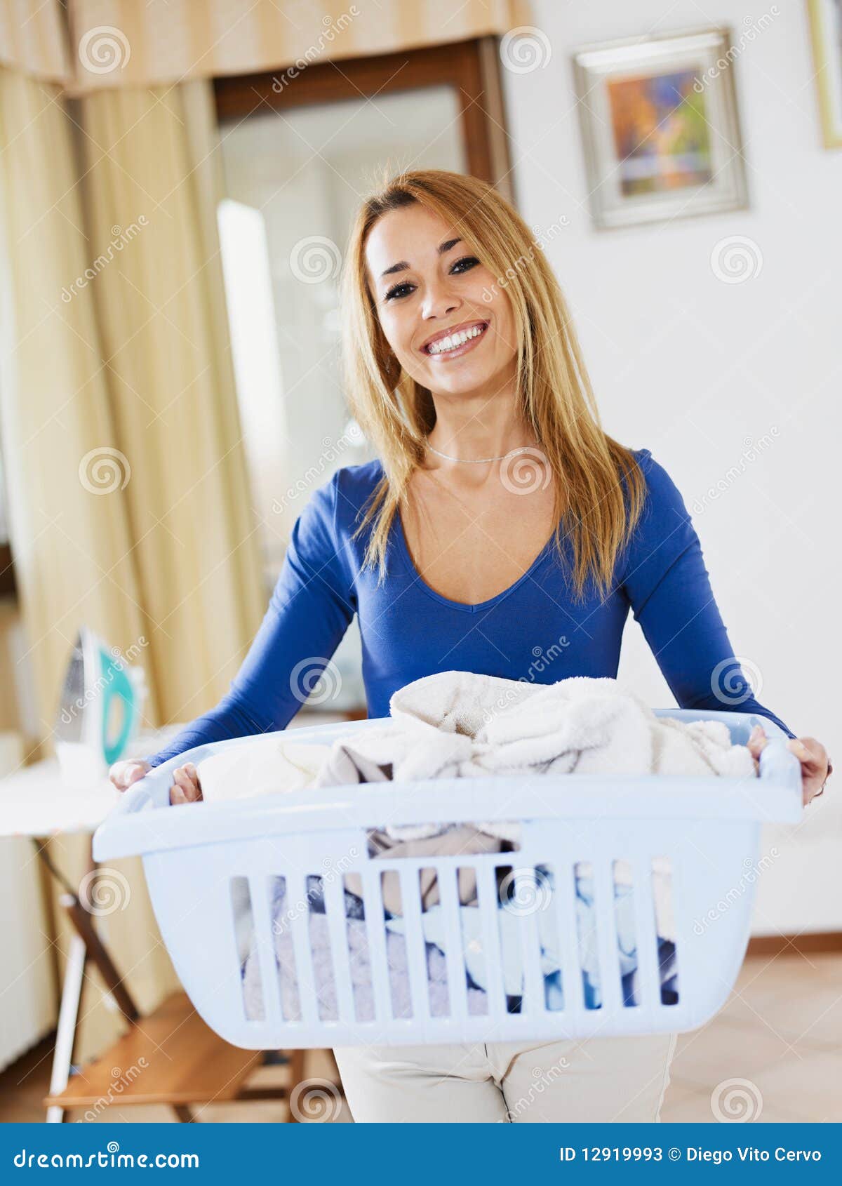 Woman doing laundry stock image. Image of clean, cleaning - 12919993