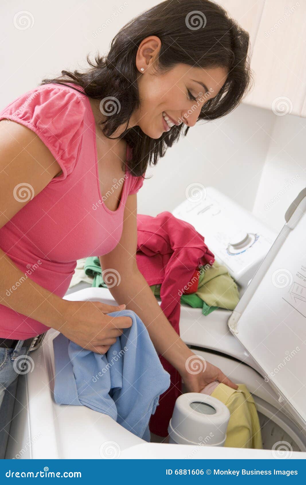 Woman Doing Laundry stock photo. Image of latino, chores - 6881606