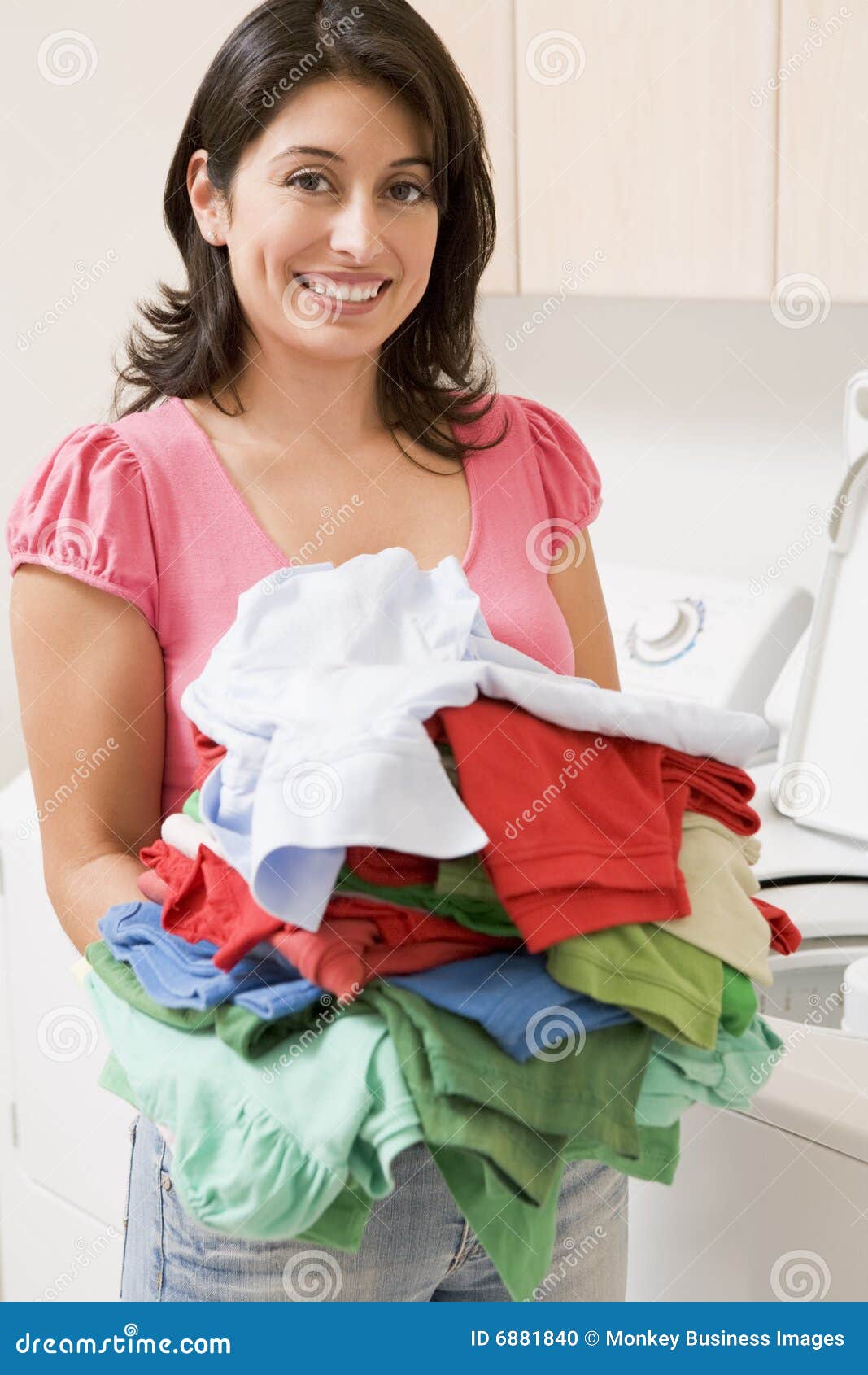 Woman Doing Laundry stock photo. Image of housework, american - 6881840