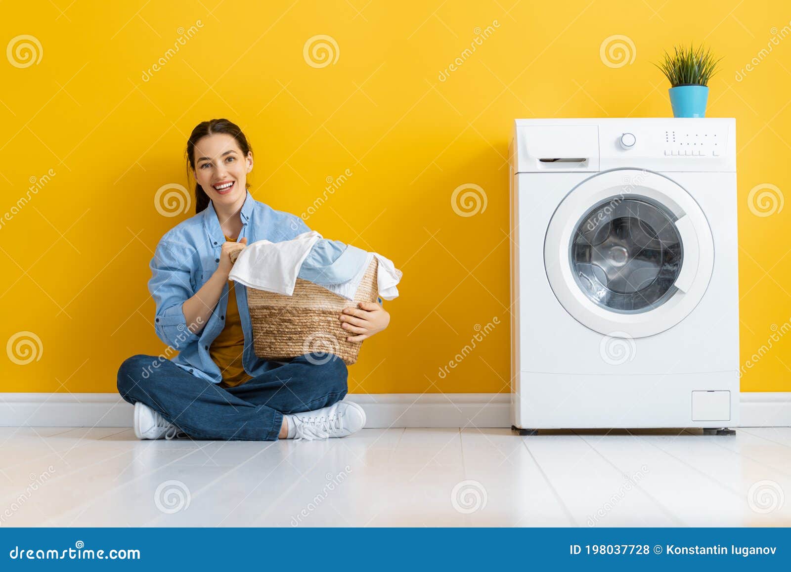 Woman is doing laundry stock photo. Image of house, laundry - 198037728