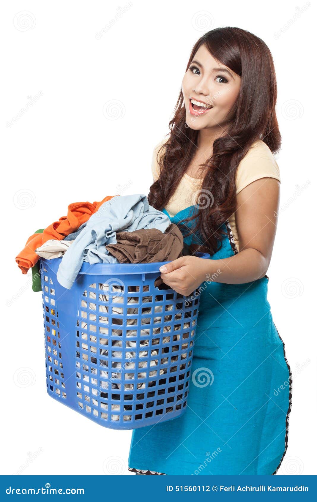 Woman doing laundry stock photo. Image of chores, hamper - 51560112