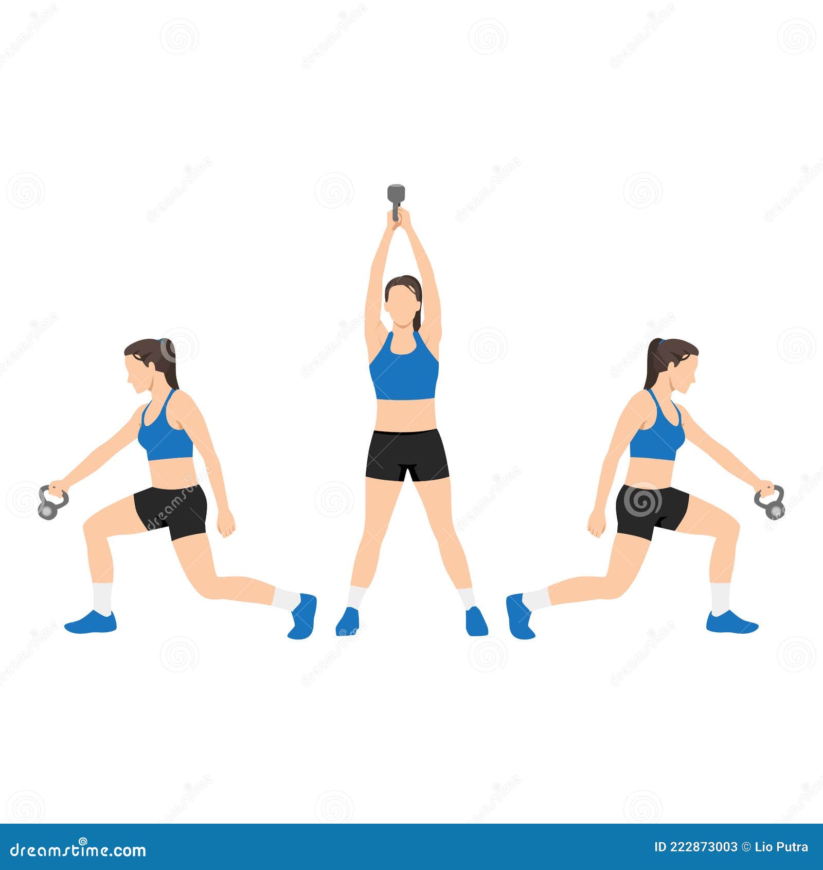 Woman Doing Lunge Sweeps Exercise. Stock Vector - Illustration of ...