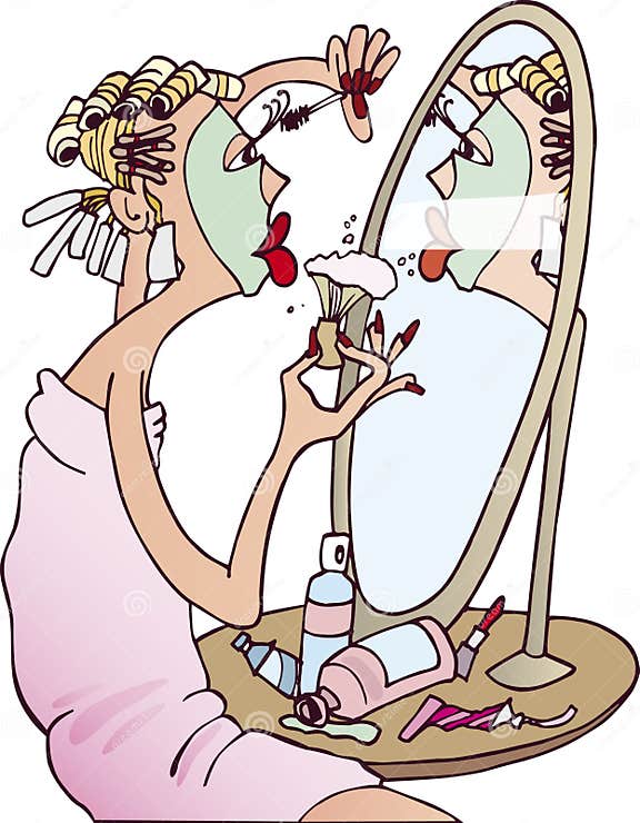 Woman Doing Makeup Stock Vector Illustration Of Drawing 7147547