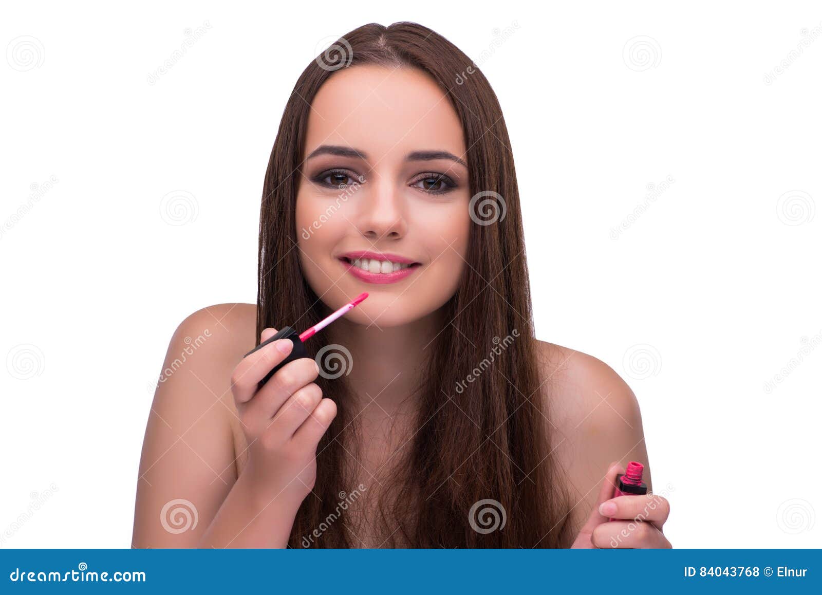 The Woman Doing Makeup Isolated on White Stock Photo - Image of ...