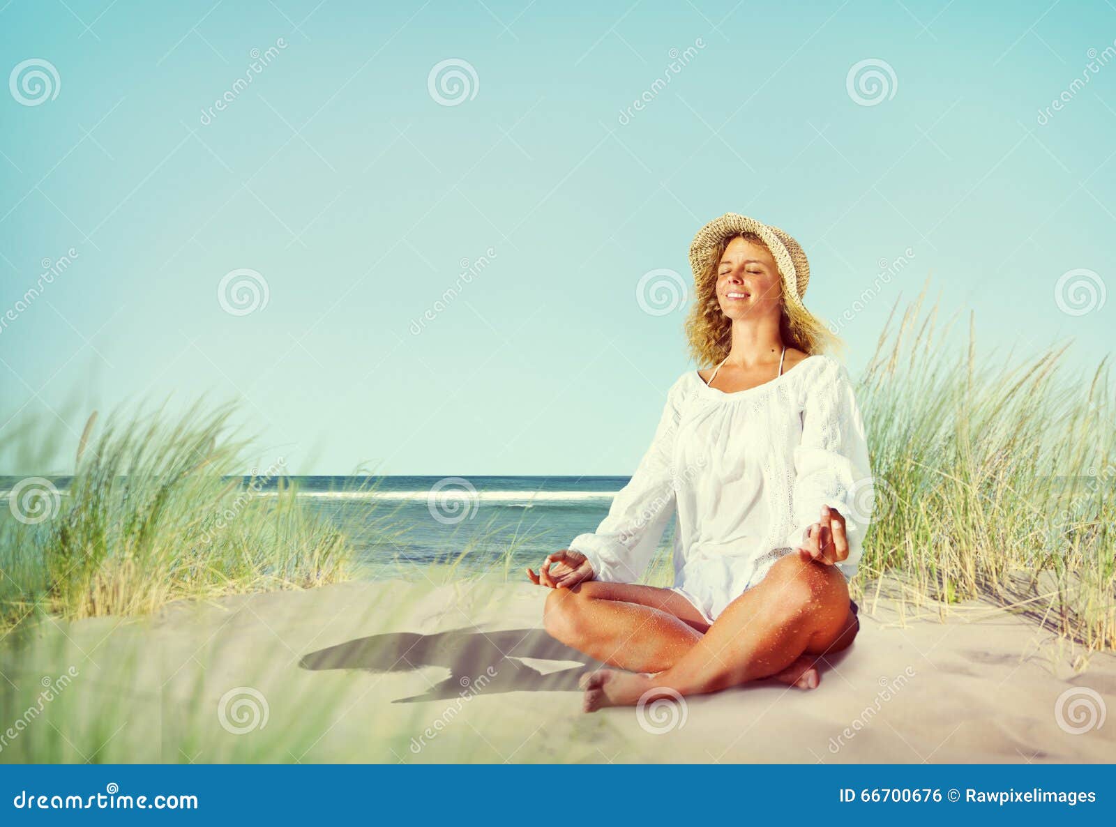 Woman Doing Meditation with Nature Peaceful Concept Stock Photo - Image ...