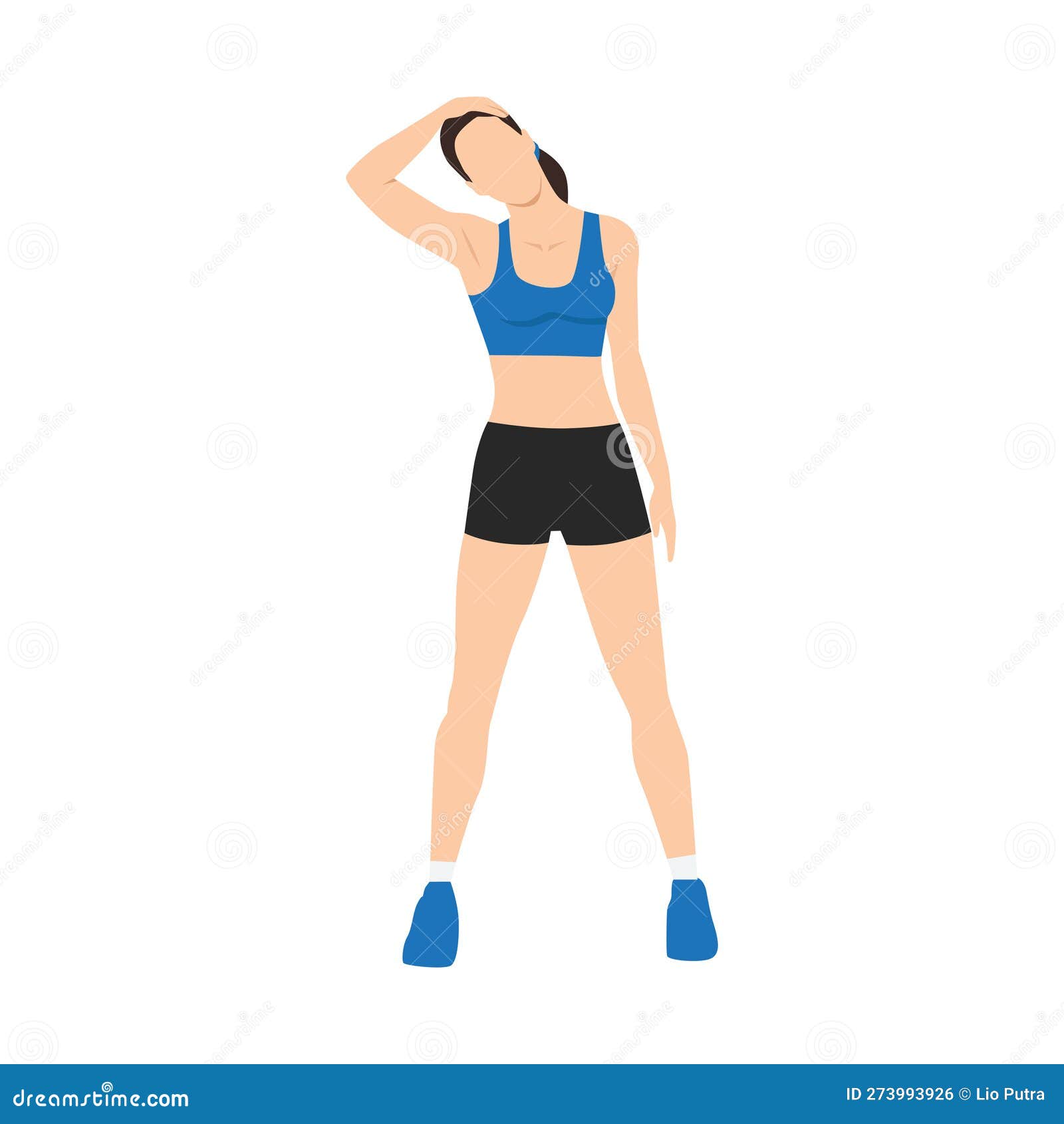Woman Doing Neck Stretch Exercise. Flat Vector Illustration Isolated on ...