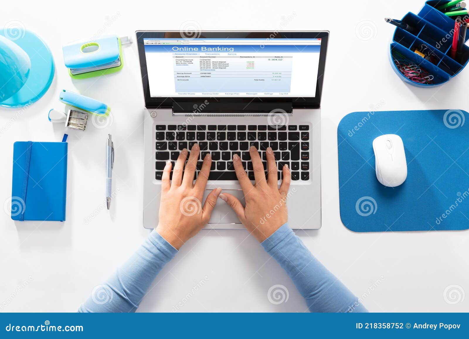 Woman Doing Online Banking on Laptop Stock Photo - Image of female ...