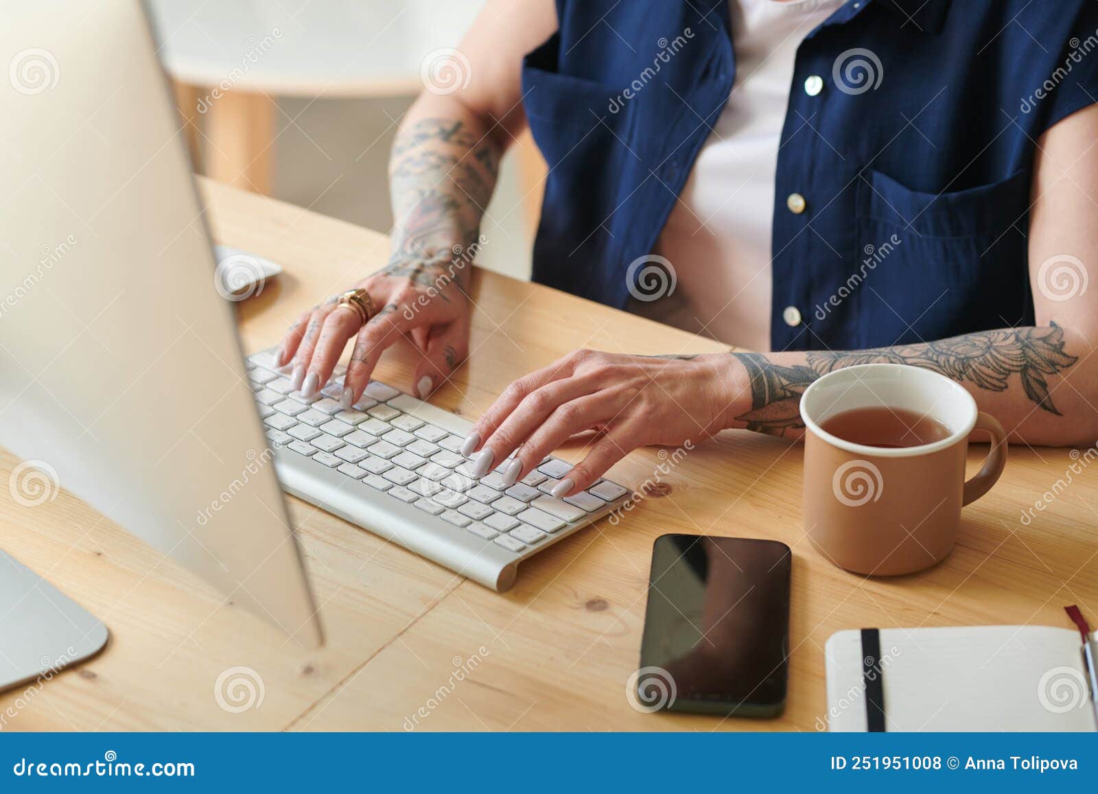 Woman Doing Online Work on Computer Stock Photo - Image of coffee ...