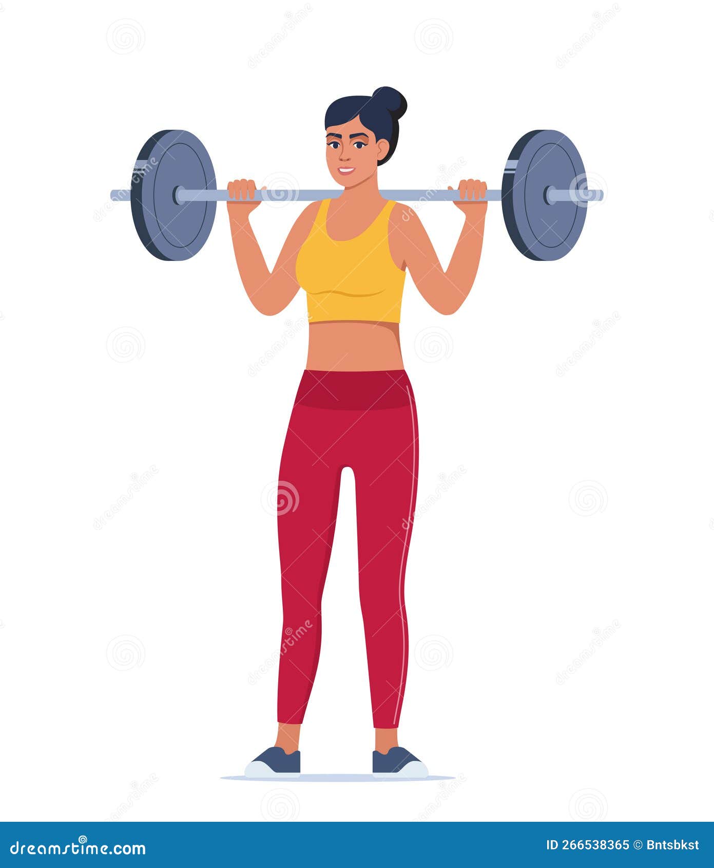 Overhead Barbell Lunge Exercise Strength Workout Vector Illustration ...
