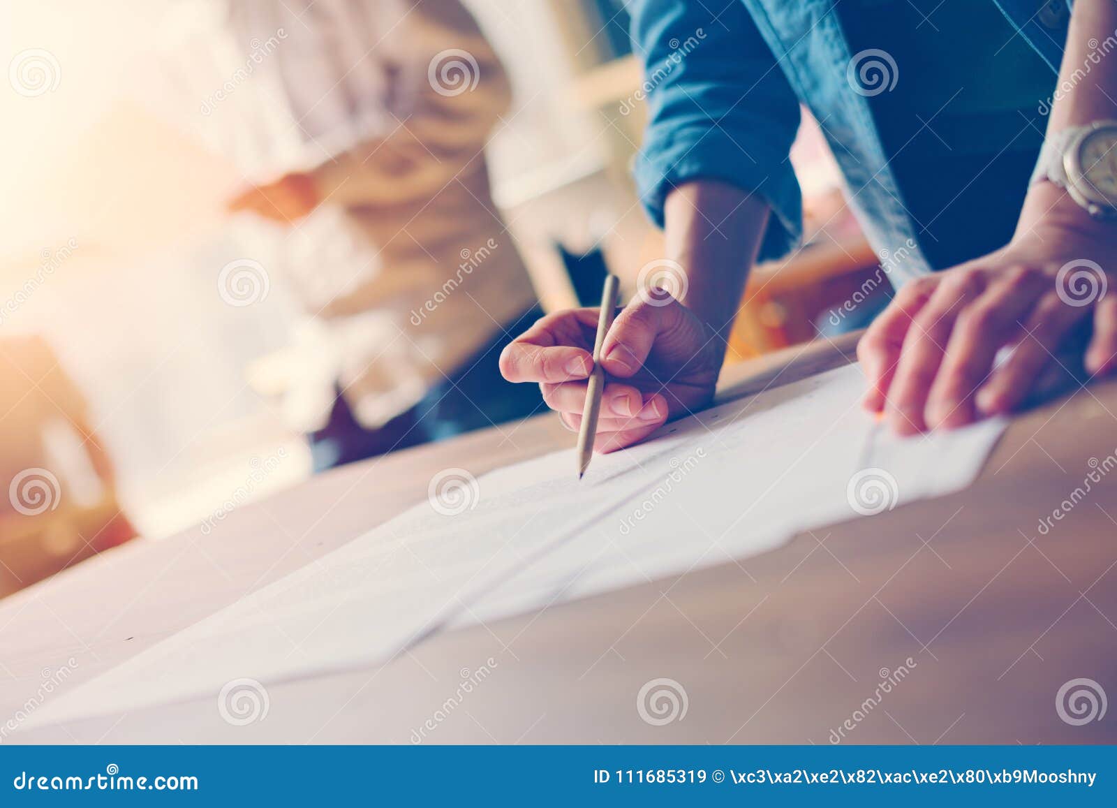 Woman Doing Paperwork on the Table. Open Space Office Stock Image ...