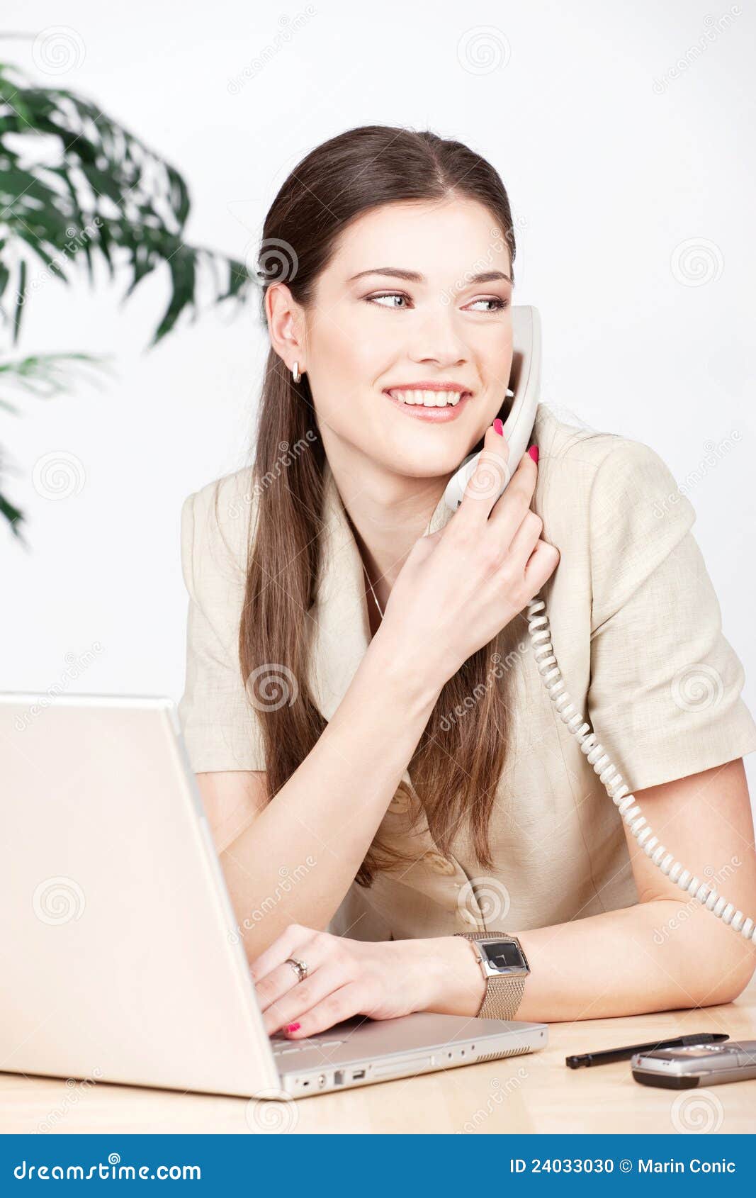 Woman Doing Phone Call in the Office Stock Photo - Image of business ...
