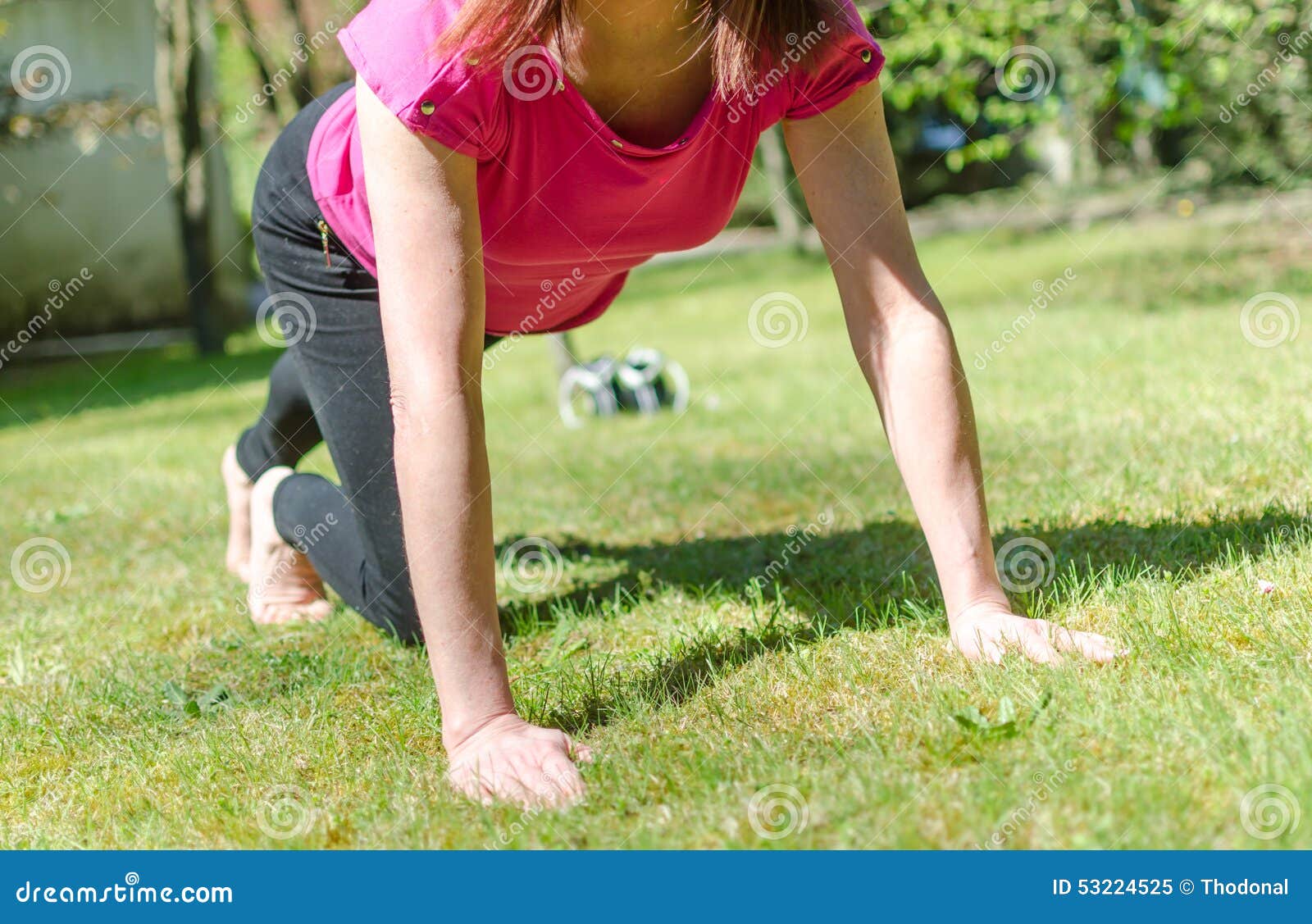 Woman Doing Physical Exercises Stock Image - Image of park, female ...