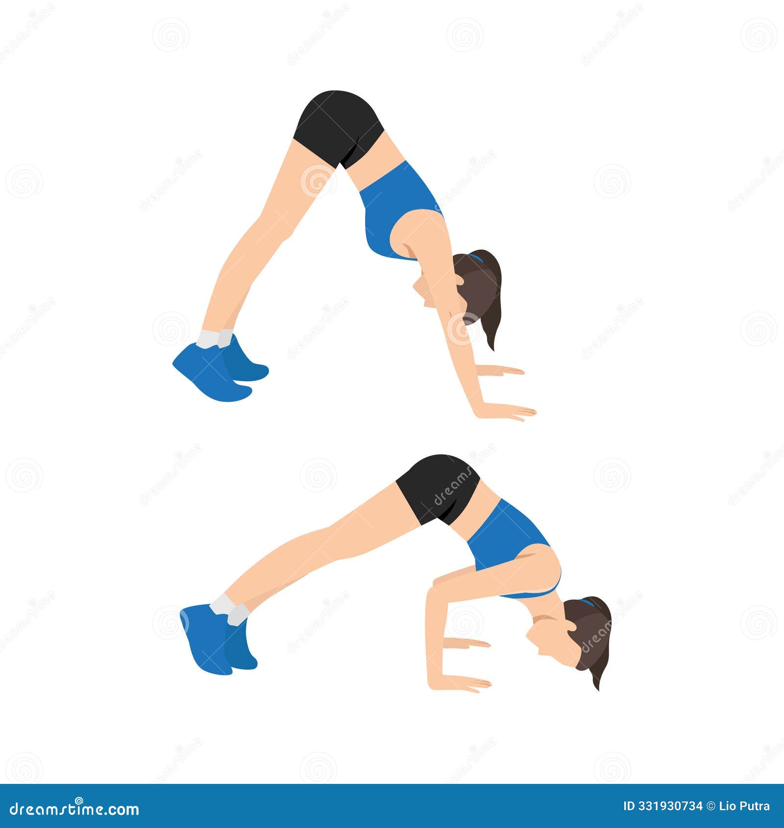 Pike Push-up Female Home Workout Exercise Guidance Colorful Concept ...