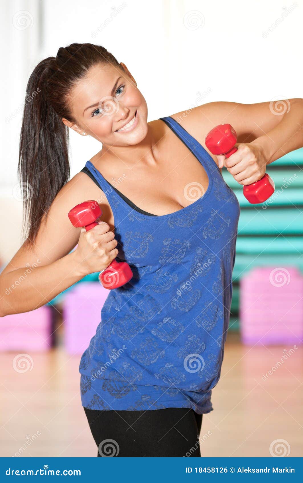 Woman Doing Power Exercise at Sport Gym Stock Photo - Image of muscles ...