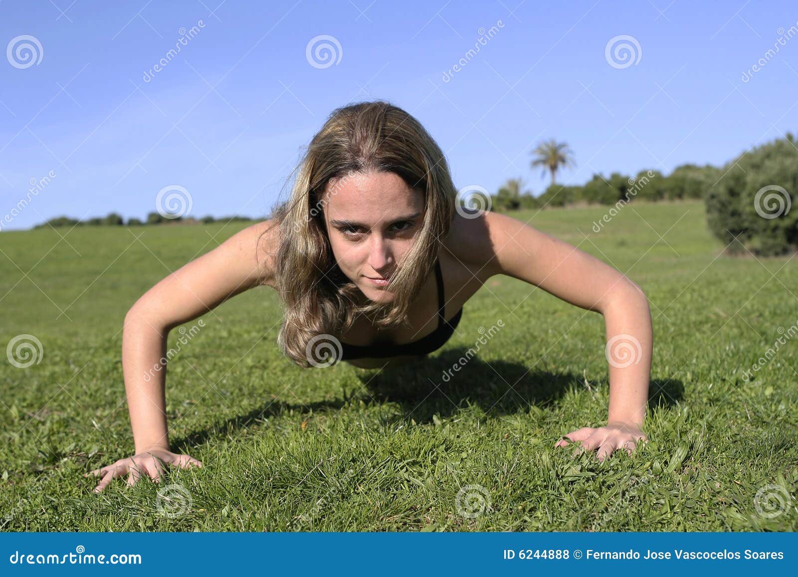 Woman doing push-ups stock photo. Image of attractive - 6244888