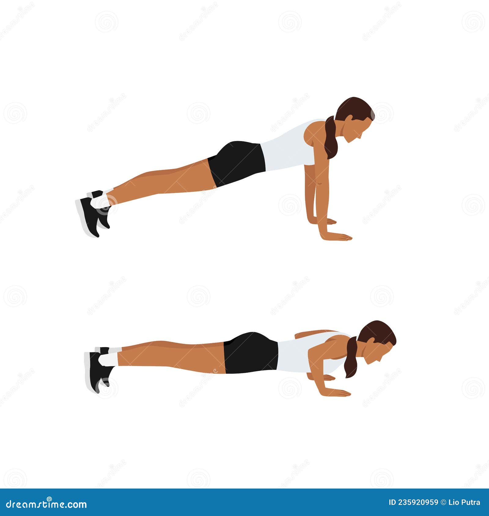 Boy Doing Push-up Exercise On A Floor Mat Vector Illustration. Man ...