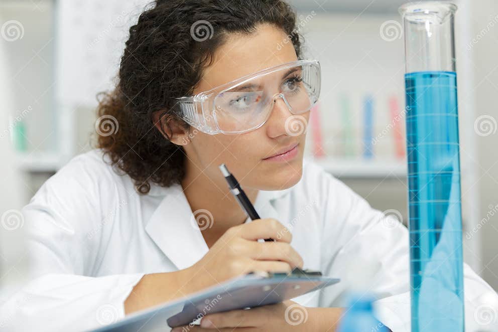 Woman Doing Research in Lab Stock Image - Image of biotech, flask ...