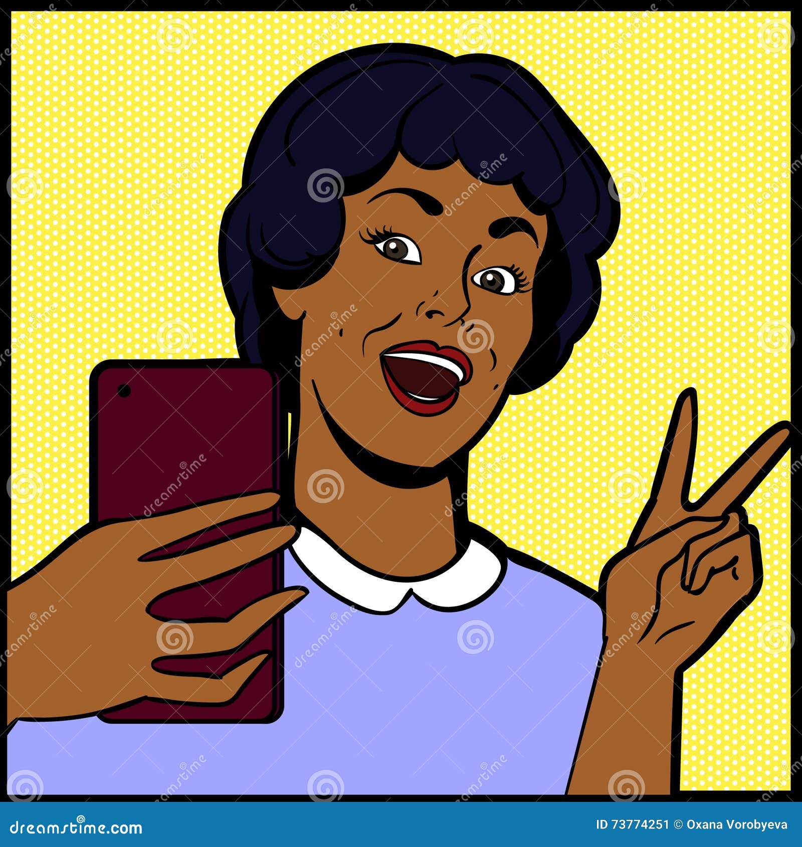 Woman doing selfie stock illustration. Illustration of women - 73774251