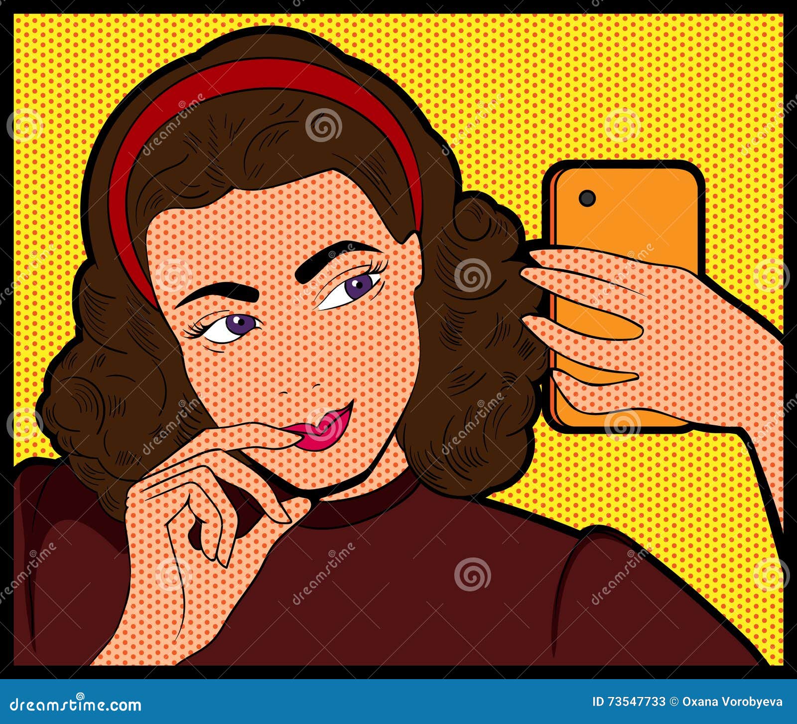 Woman Doing Selfie Pop Art Comics Stock Illustration - Illustration of ...