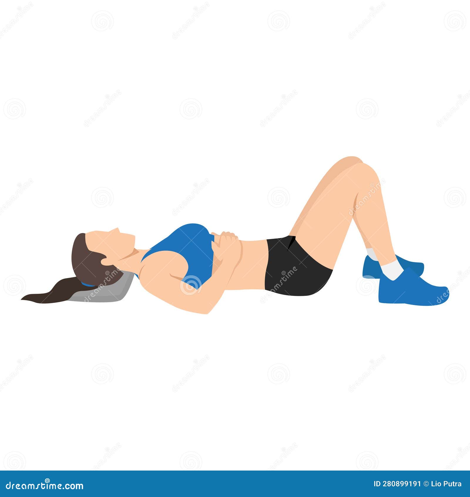 Woman Doing Semi Supine Laying Down or Constructive Rest Position ...