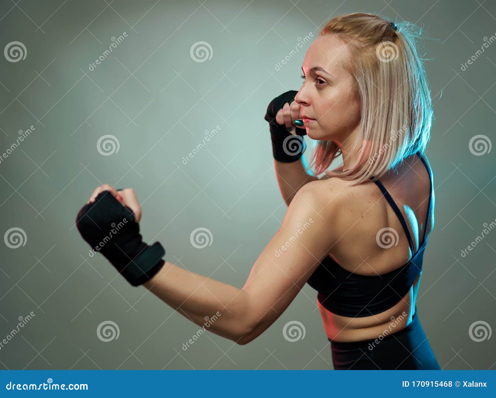 Woman doing shadow boxing stock photo. Image of martial - 170915468