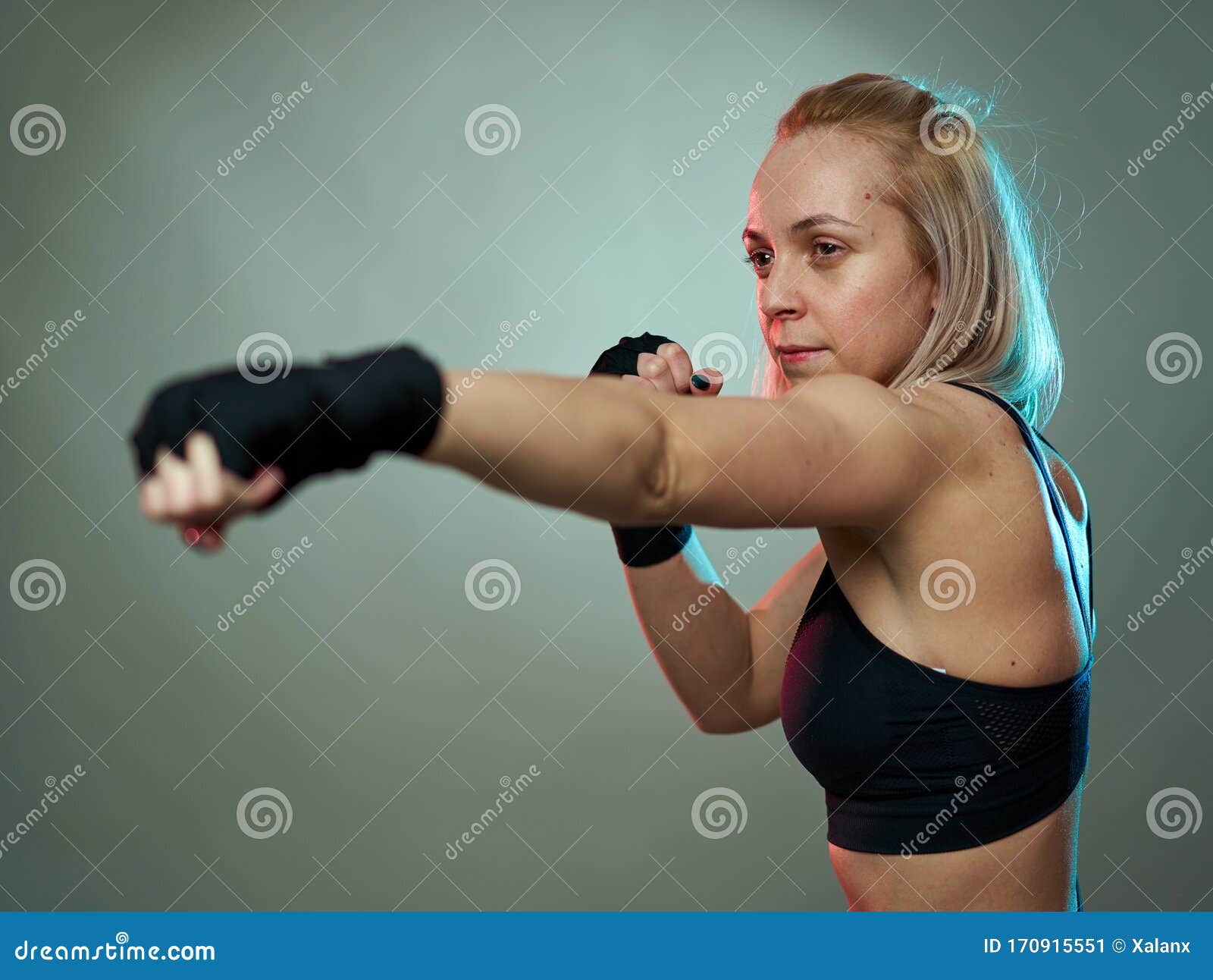 Woman doing shadow boxing stock image. Image of combat - 170915551