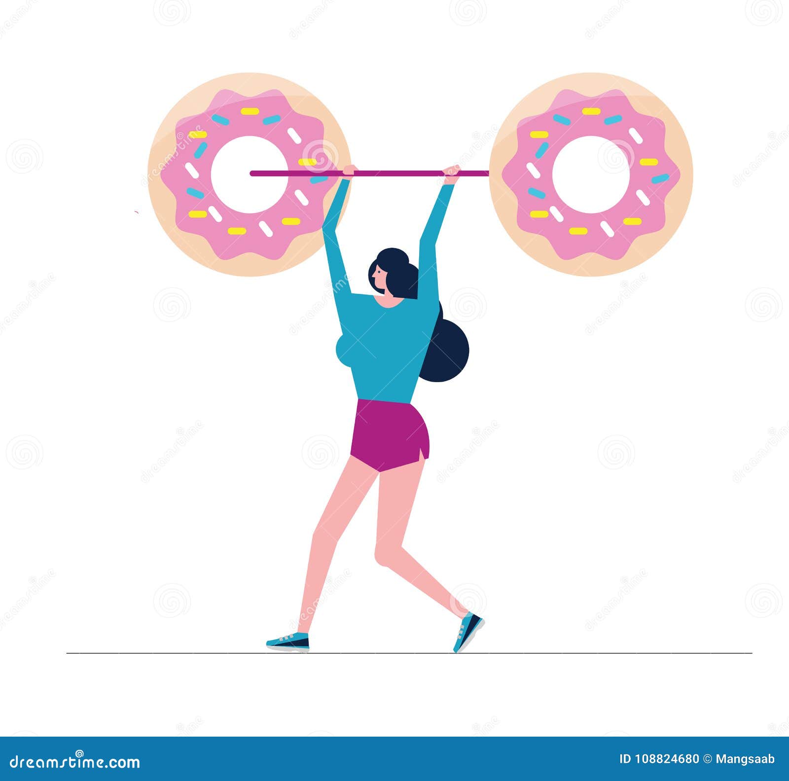 Woman Doing Shoulder Press Exercise with a Donut Weight Bar. Stock ...
