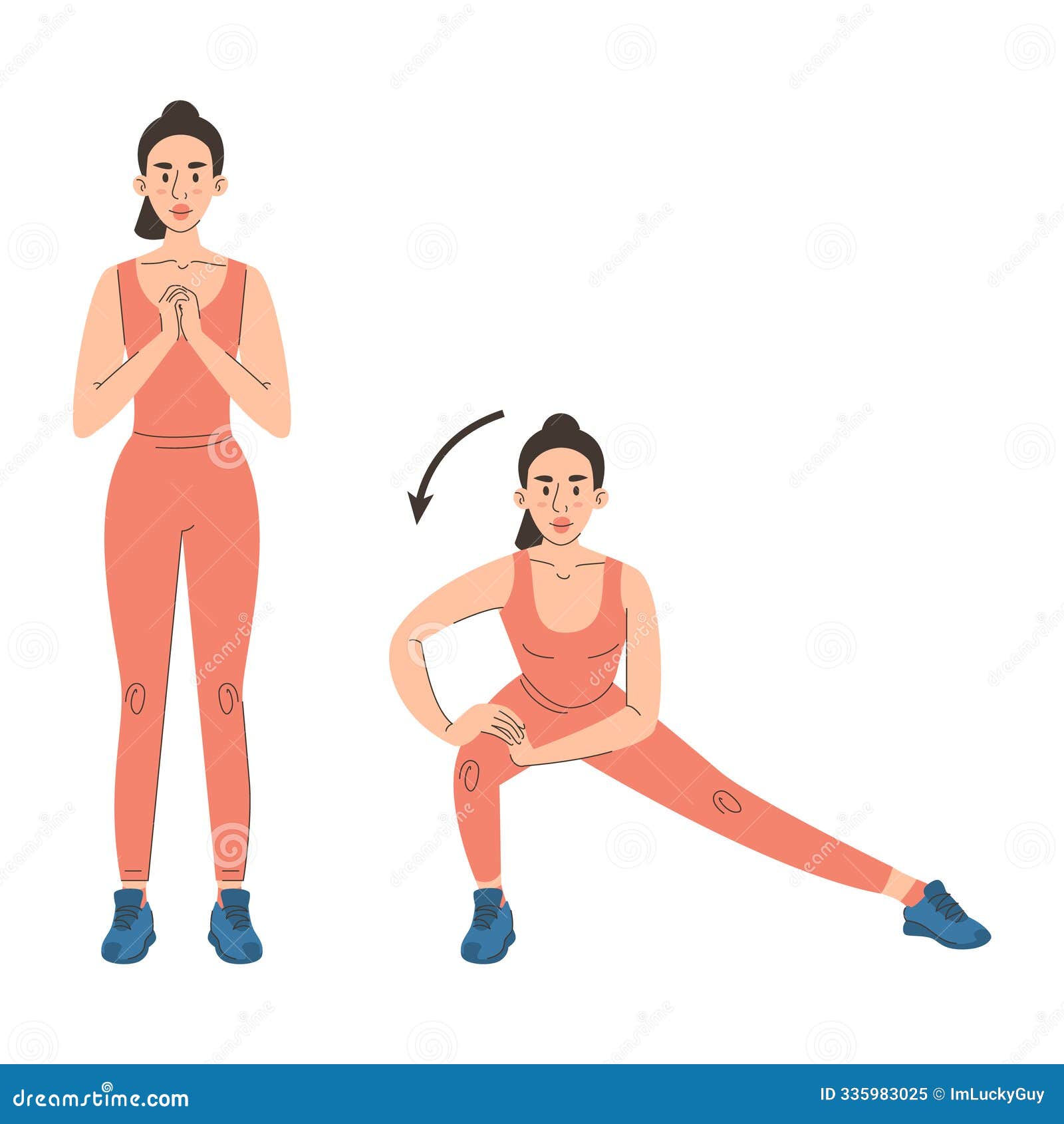 Woman Doing Side Lunges Exercise Vector Isolated Stock Illustration ...