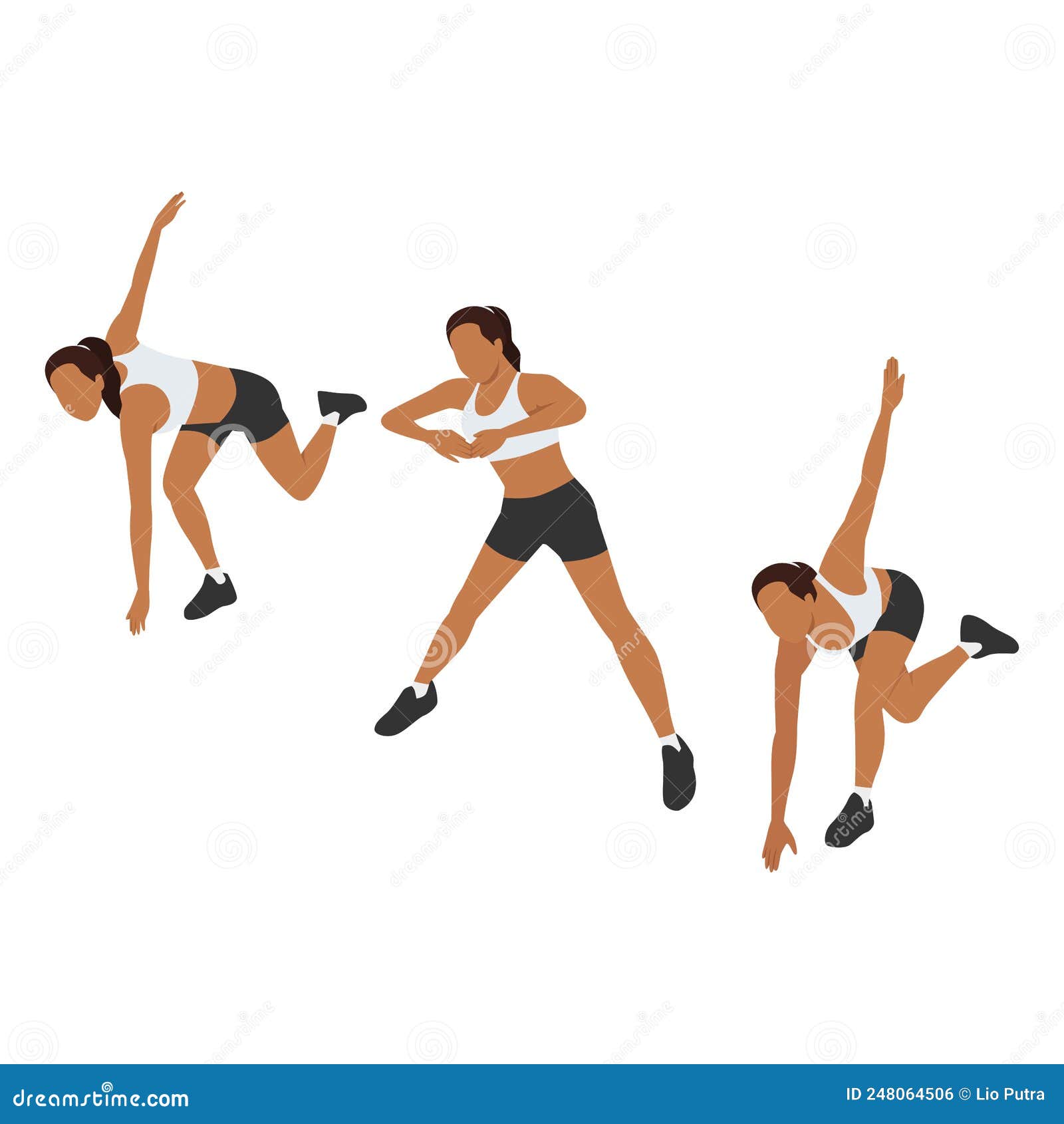 Woman Doing Side Shuffle Exercise. Stock Illustration - Illustration of ...