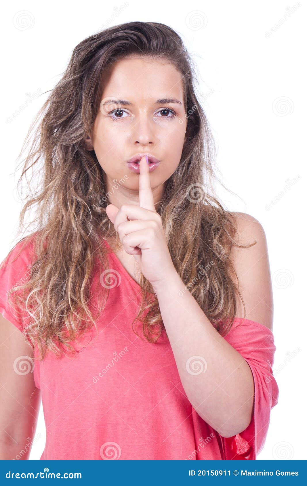 Woman doing silence sign stock image. Image of silent - 20150911