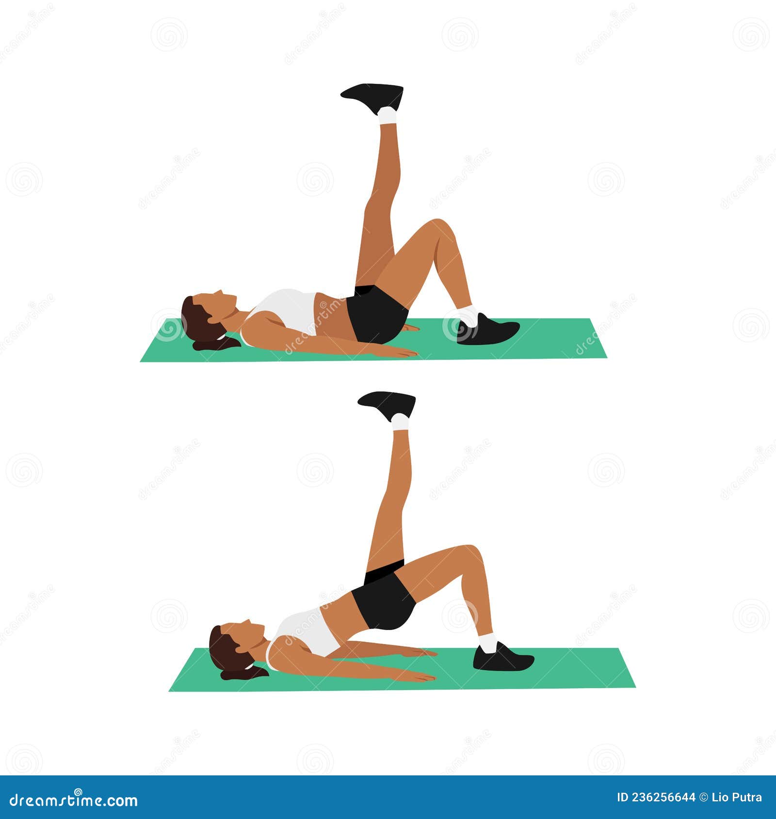 Woman Doing Single Leg Bridge Exercise. Stock Illustration ... Woman Doing Single Leg Bridge Exercise. Stock Illustration ...