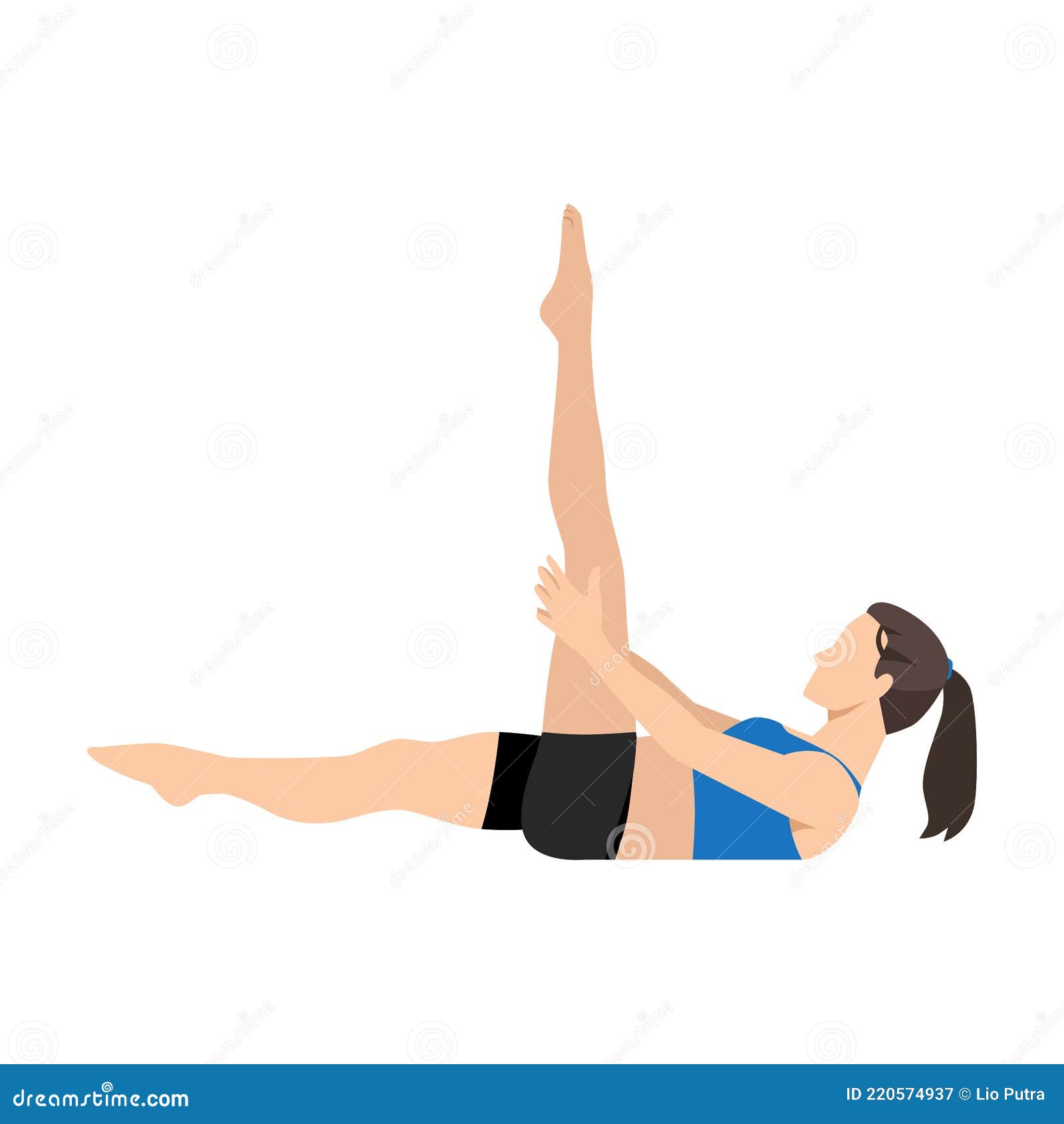 Woman Doing Single Straight Leg Stretch Pilates Exercise. Stock ... Woman Doing Single Straight Leg Stretch Pilates Exercise. Stock ...